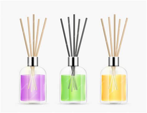 Premium Vector Aroma Diffuser Glass Bottles With Wooden Sticks