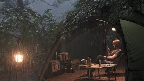 Solo Camping In Heavy Rain Sleep And Rest Listening To The Sound Of