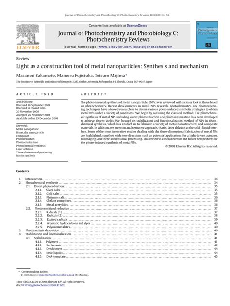 Light Nanoparticle Review Pdf Photochemistry Coordination Complex