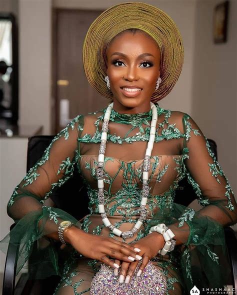 Aso Ebi Bella This Green And Nude Combo Is Absolutely