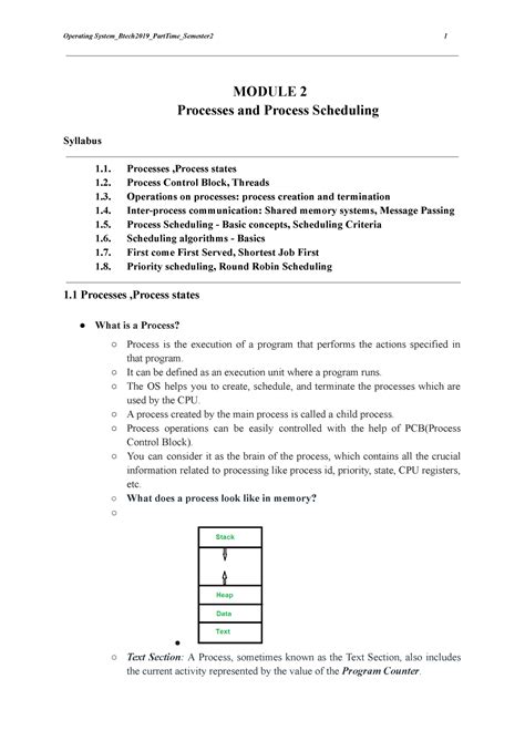 os module 2 operating systems notes module 2 processes and process