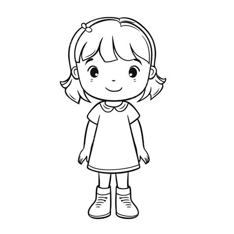 Dibujo De Página Para Colorear Niña En Un Boceto Estilo Contorno Vector