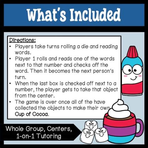 Winter Holiday Hot Cocoa Decoding Game For Kindergarten 1st 2nd Cvc Ccvc Cvcc