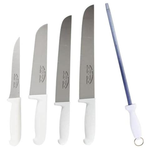 Kit De Facas Para Carne Churrasco Açougue Cozinha 81012 Chaira 5pçs Corneta Corneta
