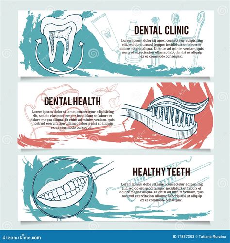 Dental Banners Or Website Header Set Stock Vector Illustration Of