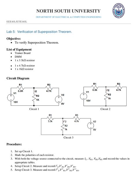 Experiment 05 Verification Of Superposition Theorem North South