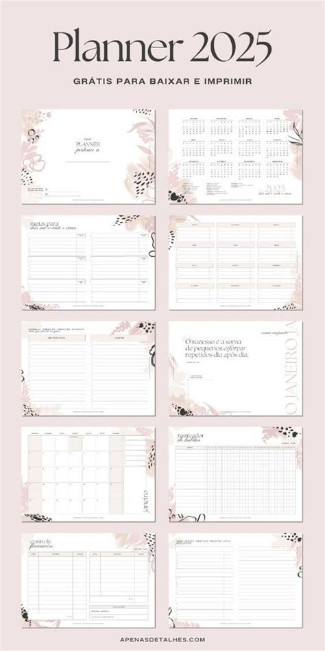 Planner 2025 Para Baixar E Imprimir Pdf Grátis Apenas Detalhes