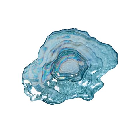 8 Blue Textured Glass Oyster Shell Dish Wilford And Lee Home Accents