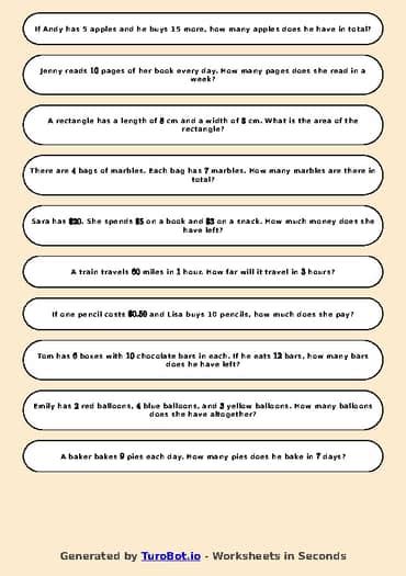 Year 6 Math Worksheet Mixed Operations Word Problems 2 By
