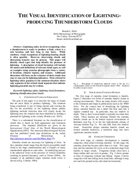 Pdf The Visual Identification Of Lightning Producing Thunderstorm Clouds
