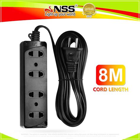 Nss 3m 8m Power Socket 2 Gang 3 Gang 4 Gang Extension Bnk Moveable