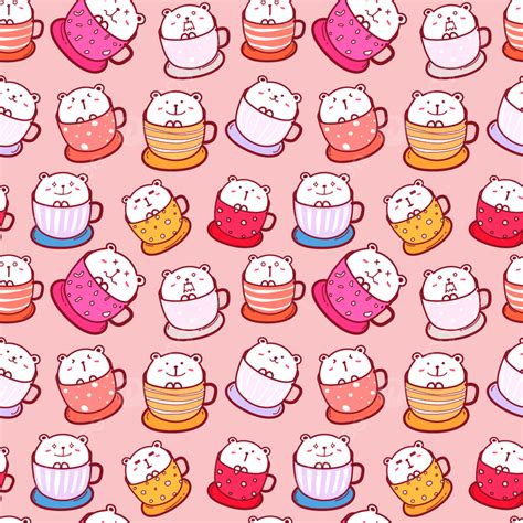 Cute Bear Seamless Pattern Background Fabric Snow Wild Background
