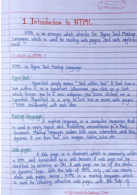 Html Handwritten Notes Codewithcurious