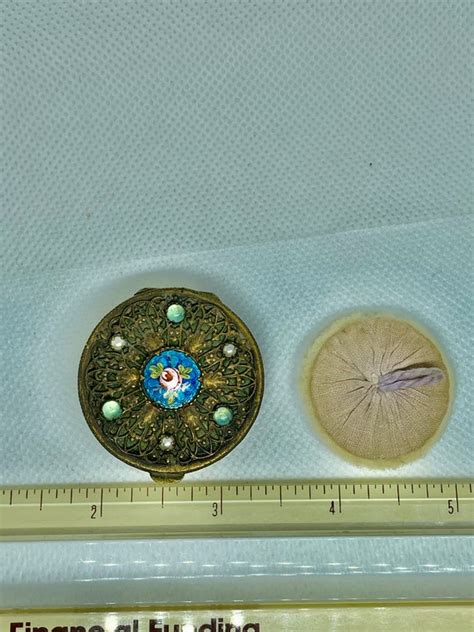 Antique Gorgeous Tiny Powder Compact Pill Box Pocket … Gem