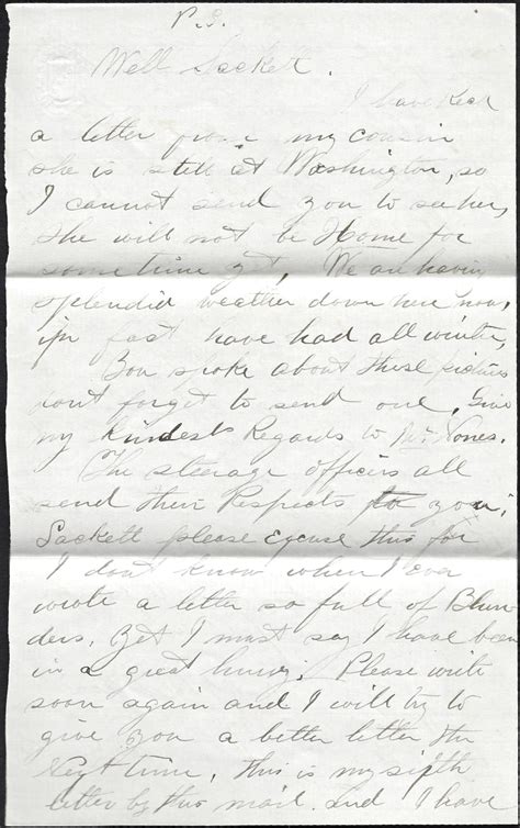 1864 Charles R Mosher To Augustine Sackett Spared And Shared 23