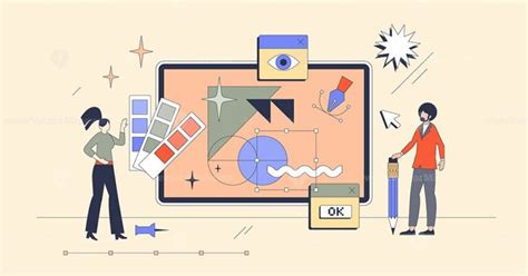 Graphic Design And Creative Visual Art Tiny Person Neubrutalism Concept Vectormine