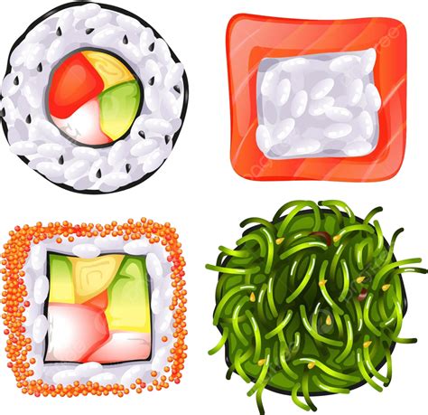Topview Of The Different Japanese Foods Cooked View Shari Vector Cooked View Shari Png And