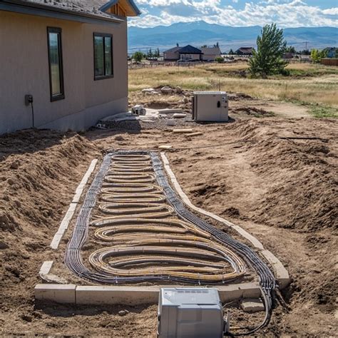 Snapshot Of A Geothermal Heat Pump Installation With Underground Loop