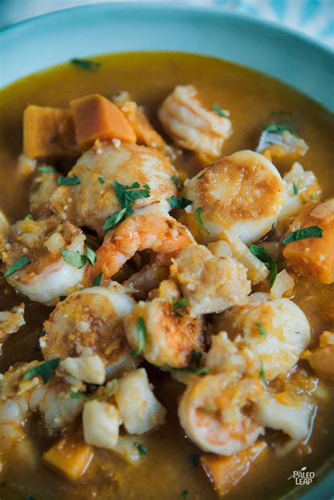 Cajun Sweet Potato And Seafood Chowder Recipe Paleo Leap