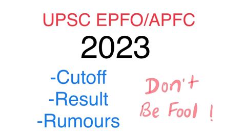 Upsc Epfo Apfc Result Date Expected Cutoff Youtube