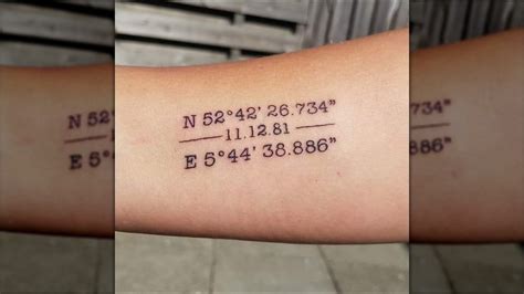 Latitude And Longitude Coordinates Tattoo Longitude Latitude Tattoo