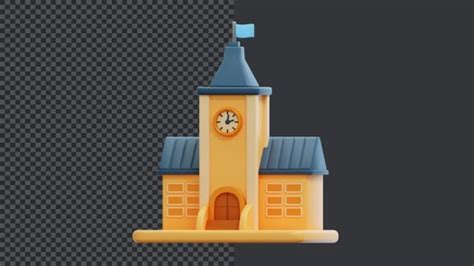 3d Animated School Building Icon Reveal Elements Motion Graphics Ft