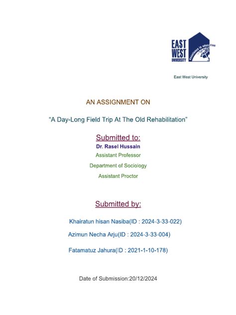 Field Trip Assignment Pdf