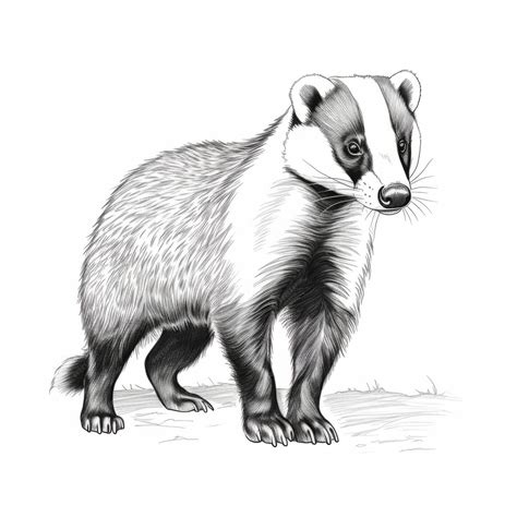 Premium Photo How To Draw A Badger With A Black Outline On A White