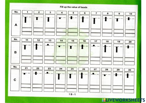 Abacus Level 1 B Book 1 Online Exercise For Live Worksheets