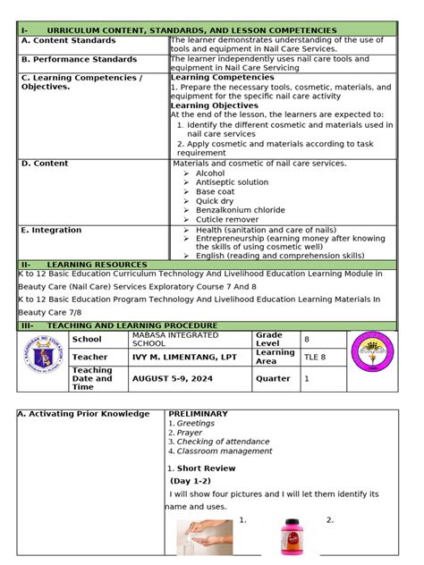 Tle 8 Dlp 2 W 2 Cosmetics And Materials Pdf