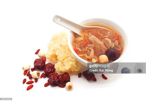 Chinese Traditional White Fungus Or Snow Fungus Soup High Res Stock