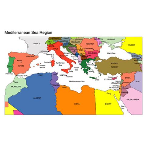 Mediterranean Regional Powerpoint Map Countries Names Maps For Design