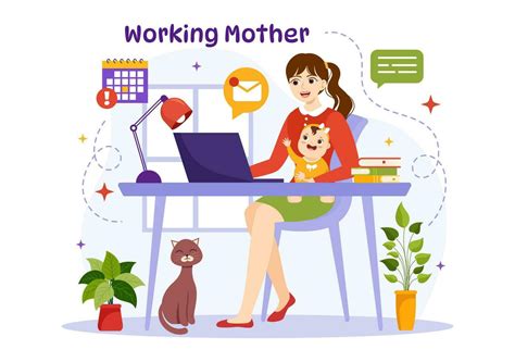 Working Mother Vector Illustration With Mothers Who Does Work And Takes