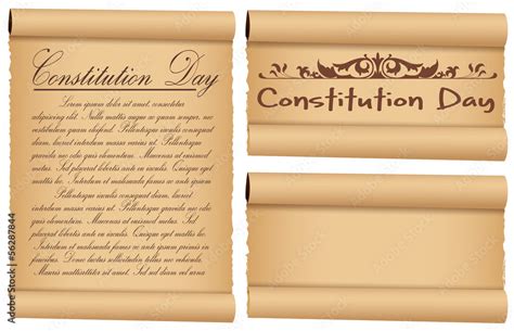 Scroll Banner Designs For Constitution Day Vector Illustration Stock