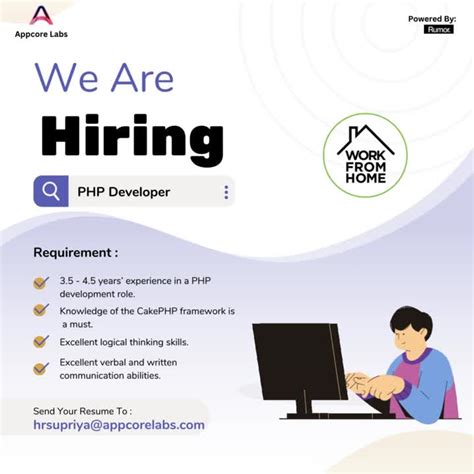 Appcore Labs On Linkedin Php Developer Appcore Cakephp Work From