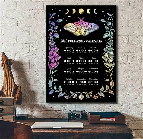 2023 Full Moon Calendar Colorful Butterfly Flowers Fridaystuff