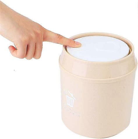 Small Desktop Bin Mini Tabletop Bin With Lid For Bathroom Kitchen Office Khaki Fruugo Uk