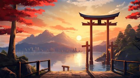 Premium Ai Image Illustration Of Torii Gate With Anime Style