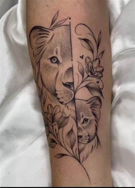 Meaningful Lioness And Cub Tattoo