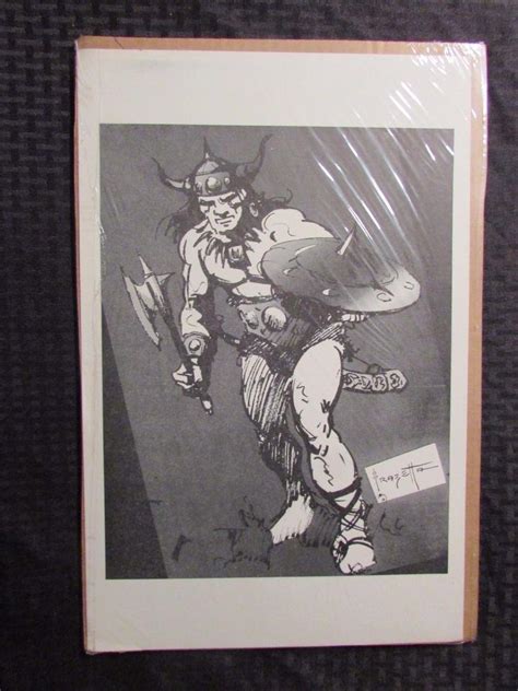 Vintage Frank Frazetta 11x17 Bandw Conan The Barbarian Print Vg B
