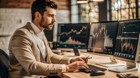 2d Vector As Stock Trader Using Ai For Predictive Stock Trading Concept As A Vector Illustration