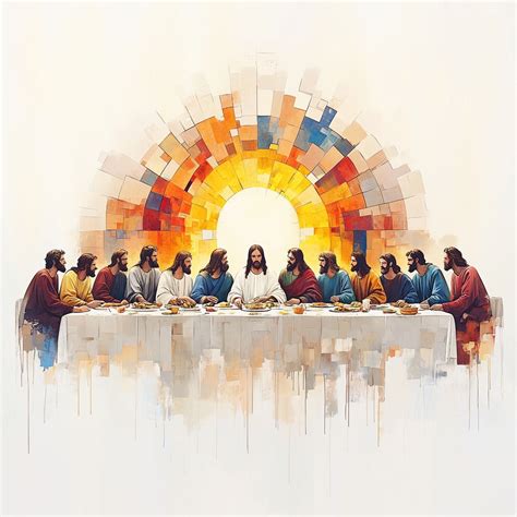 Last Supper Aquarela Imagens Católicas Imagens Religiosas Arte De