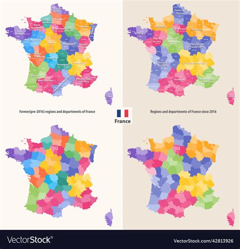 France Administrative Regions And Departments Map Vector Image