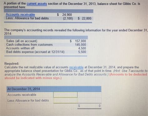 Solved A Portion Of The Current Assets Section Of The