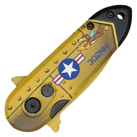 Atomic Knives 5” Gold Bomb Push Button Knife Neptune