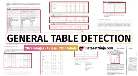 general table detection dataset ninja