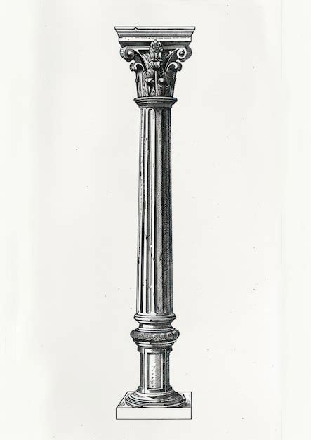 Detailed Classical Architectural Column Illustration Premium Ai Generated Image