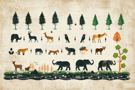 Evolutionary Timeline Animal And Plant Life Stock Illustration