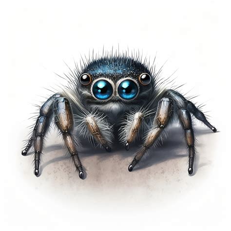 Cute Jumping Spider Tattoo Design White Background Png File Download