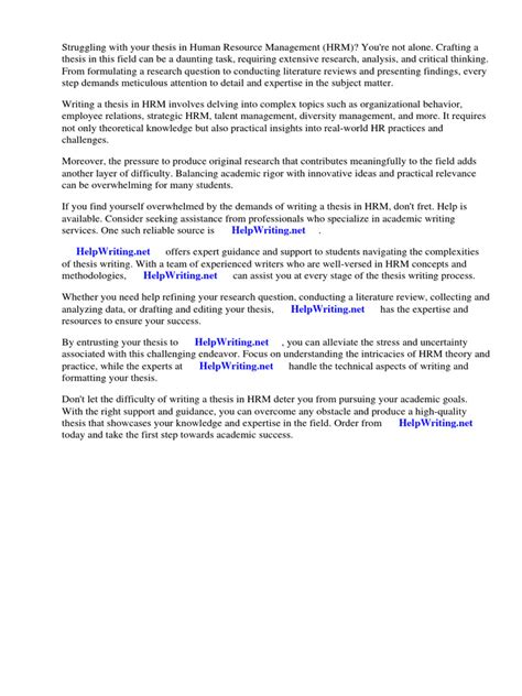 Thesis Hrm Sample Download Free Pdf Human Resource Management
